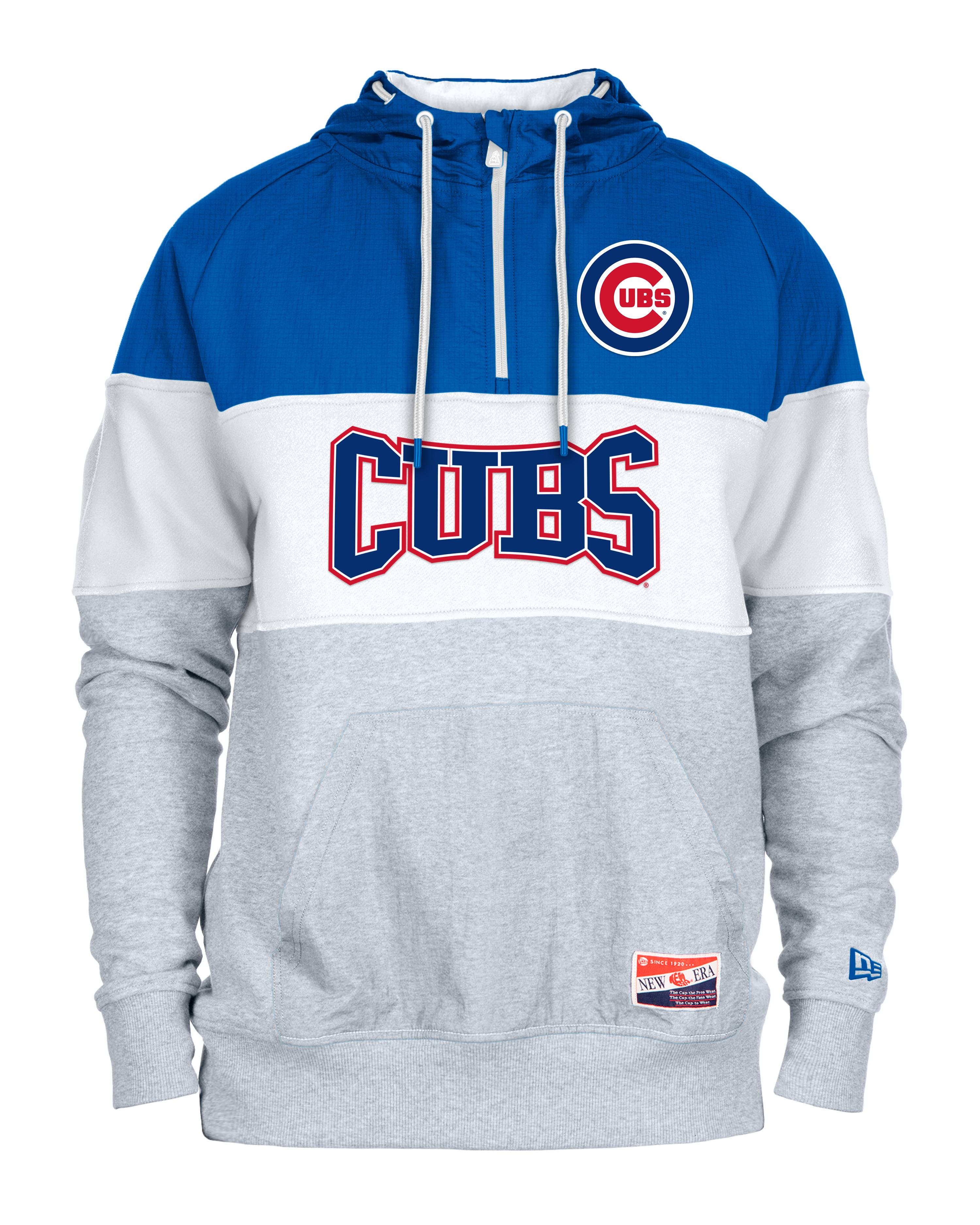 Chicago Cubs New Era Men's Bullseye Logo Grey and Royal Blue 1/4 Zip H ...